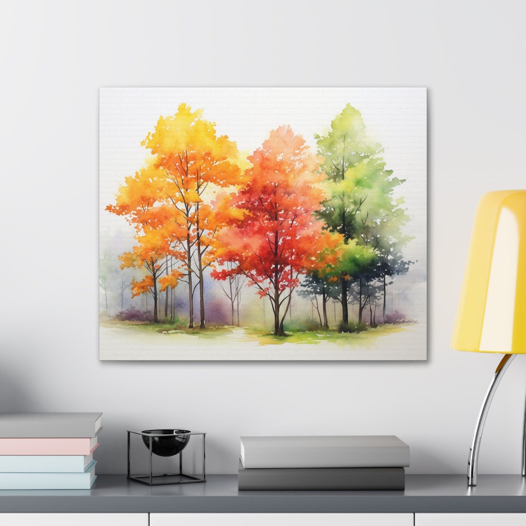 Fall Leaves Canvas Art, Rustic Holiday Decor, Holiday Decor Fall ...