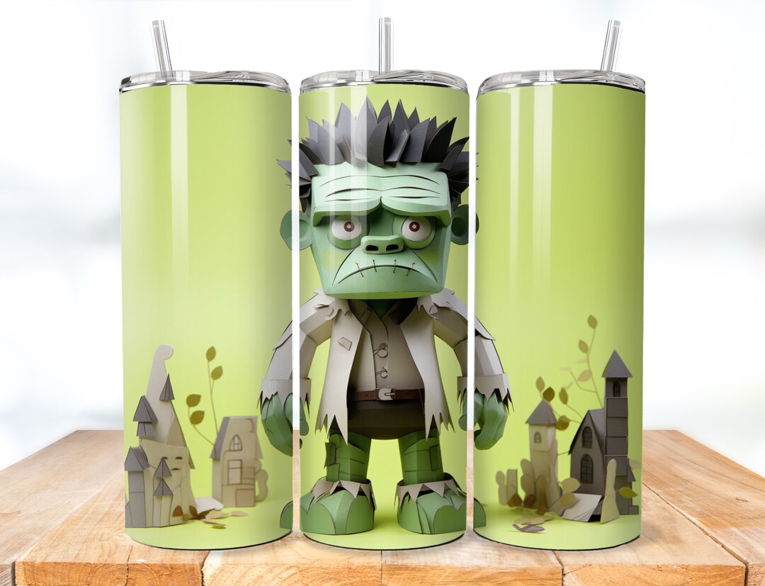 3D Frankenstein Tumbler Wrap: Halloween Sublimation Design (PNG, PDF ...