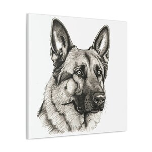 German Shepherd Wall Art German Shepherd Pencil Drawing Canvas Wall Art ...