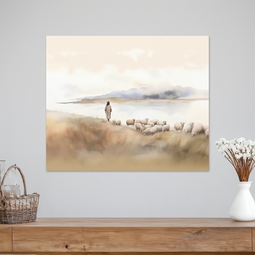 Jesus Leaves the 99 Canvas: Christian Wall Art - Etsy