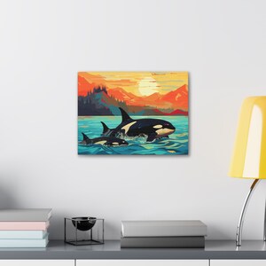 Orca Wall Art Pop Art Coastal Art Orca Print Whale Art Home Decor Ready ...