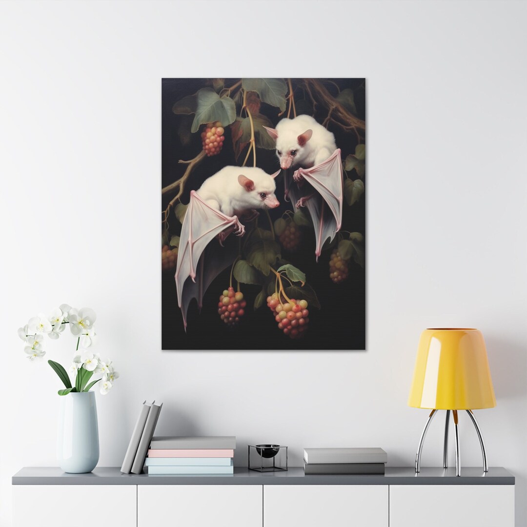 Albino Fruit Bats Canvas: Dark Academia Cottagecore Wall Art - Etsy