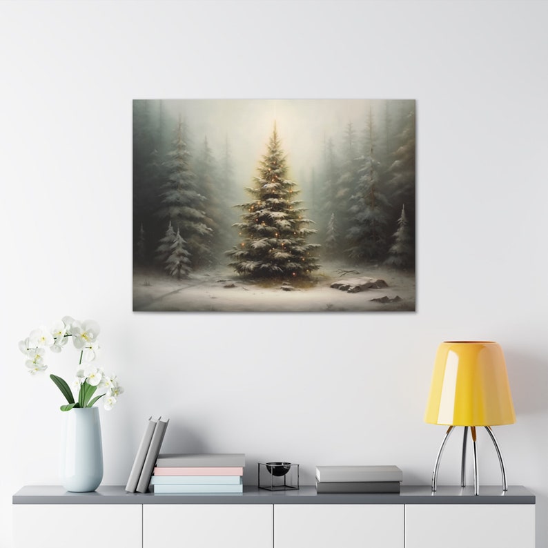 Rustic Christmas Tree Painting: Farmhouse Canvas Wall Art - Etsy