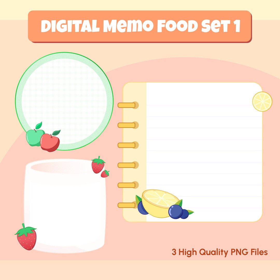 Digital Memo Pad Food Themed Goodnotes Stickers Cute - Etsy