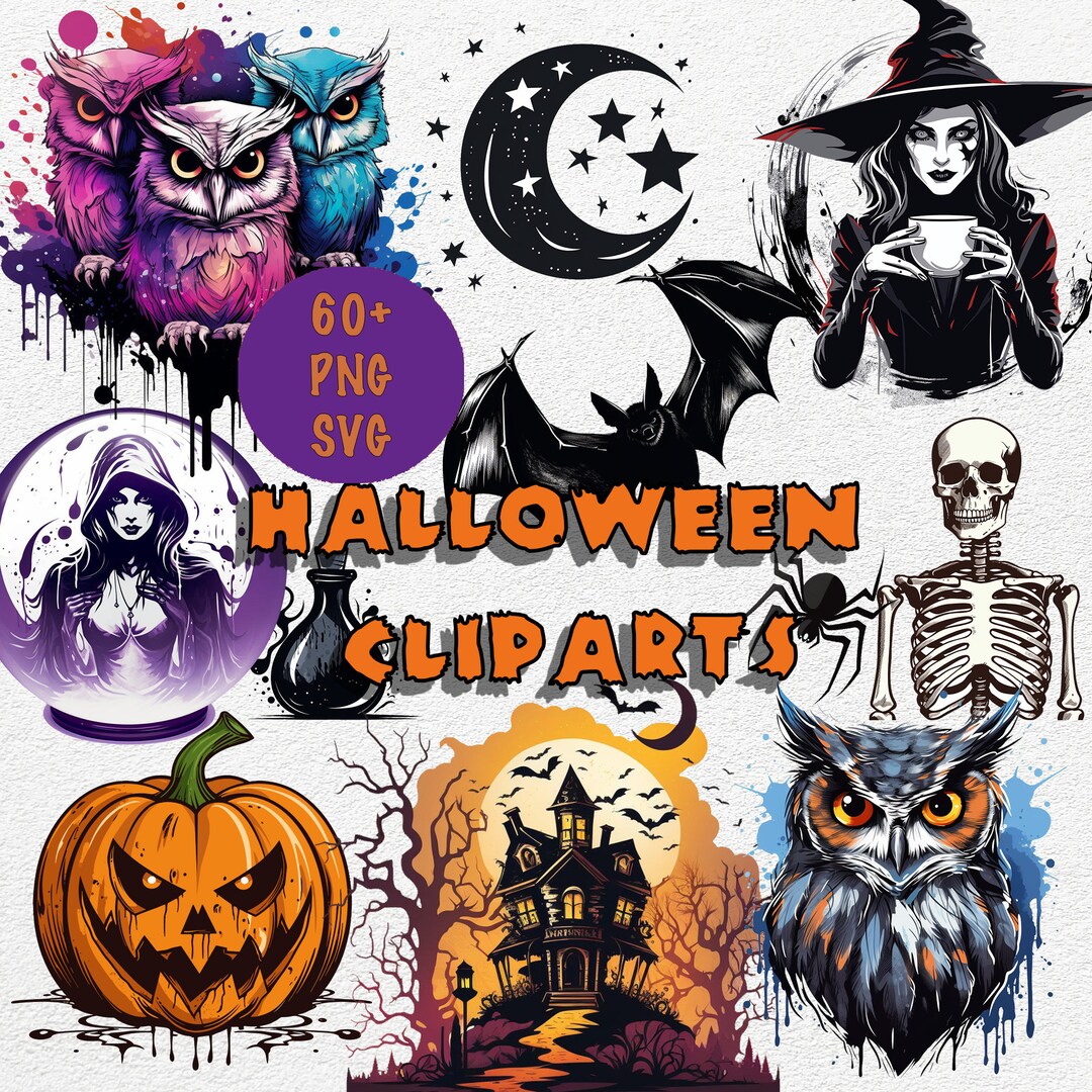 Halloween Graphics Svg Cliparts Bundle, Printable Spooky Graphics ...