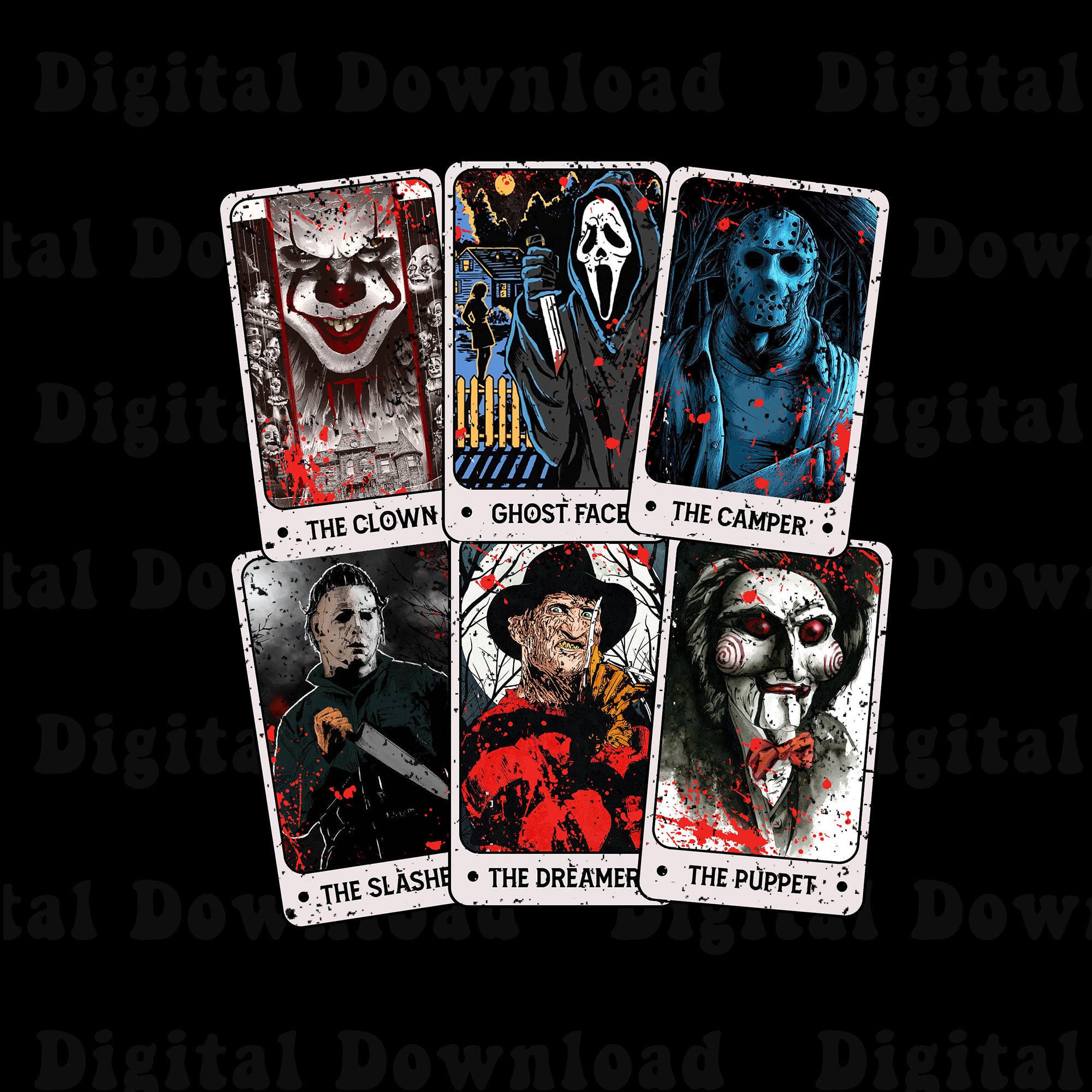 Horror Characters Tarot Card Png Horror Movie Killers Png - Etsy