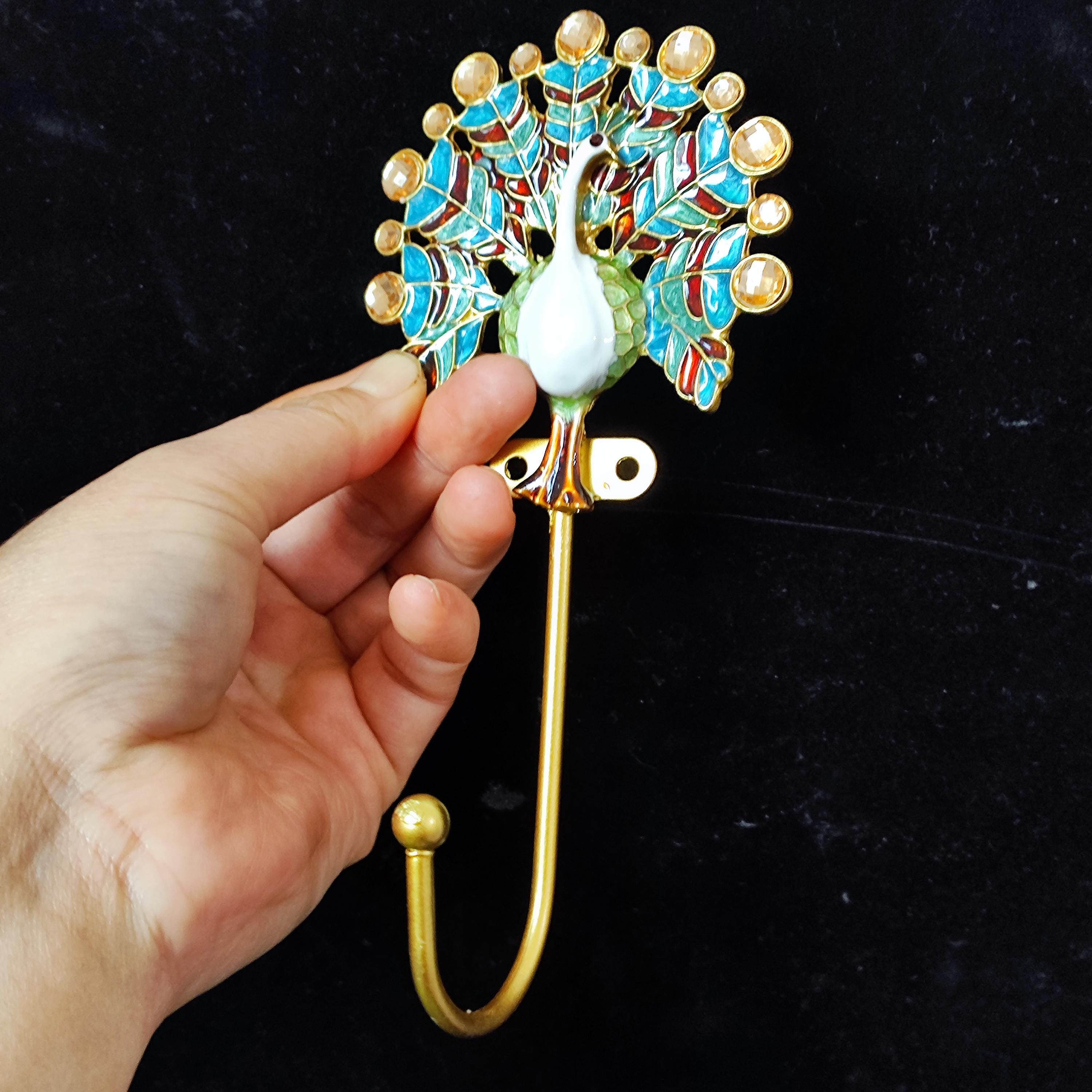 Copper Art Peacock Hooks Coat Hanger Rack, Creative Coat Hooks Wall ...