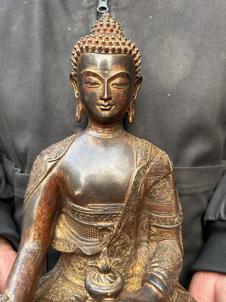 Old Antique Nepal Copper Statue Sakyamuni Buddha Sitting Goddess ...