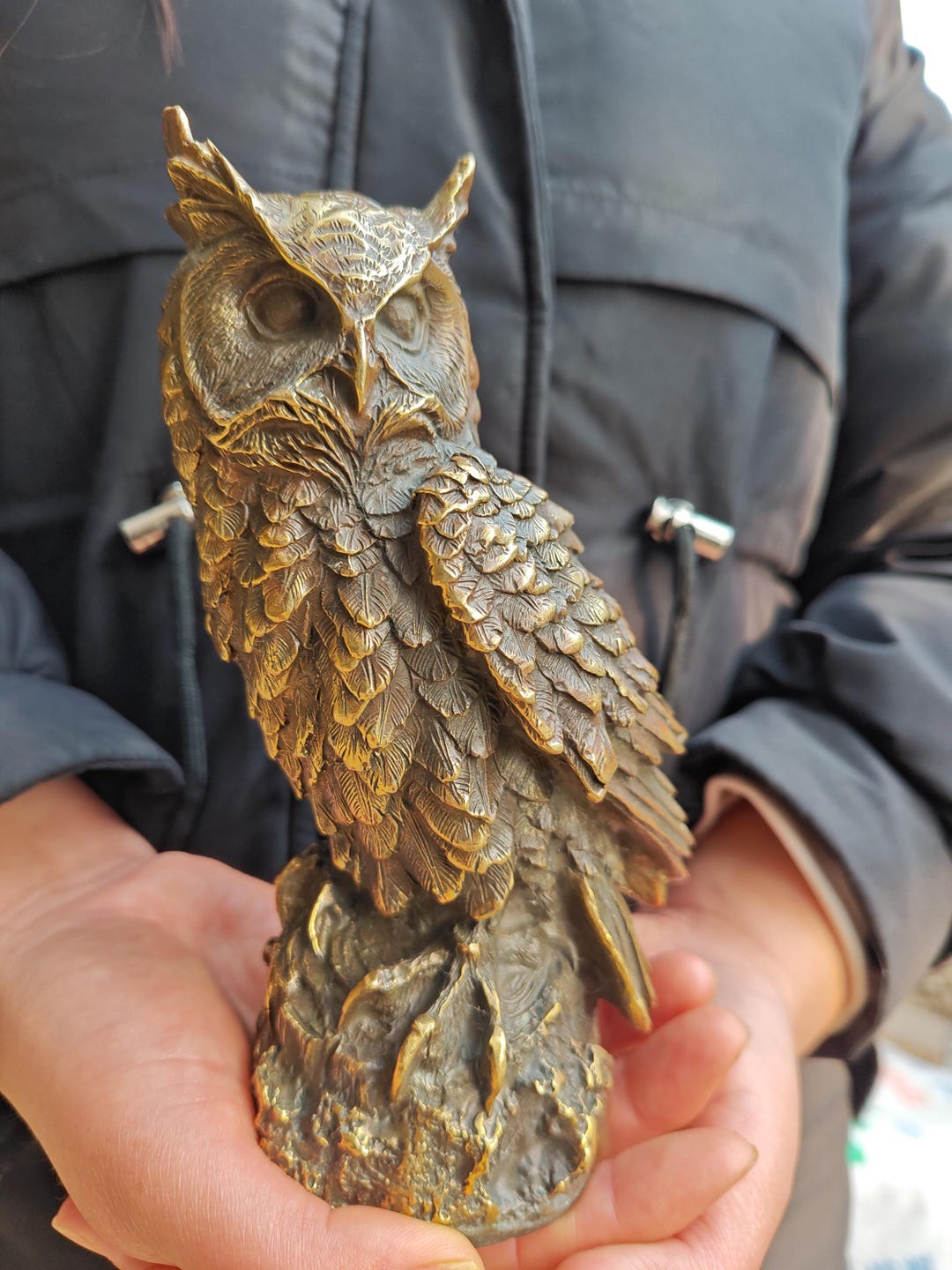 Unique Collectible Copper Owl Statue,owl Figurine, Unique Tabletop Art ...