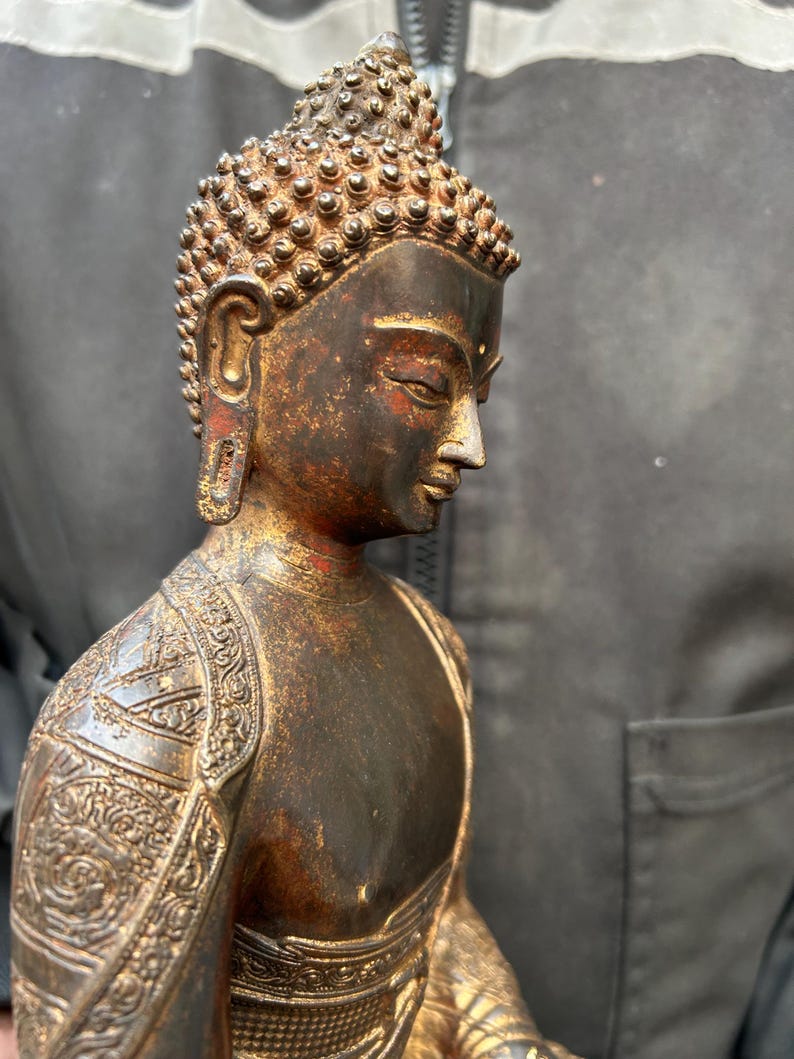 Old Antique Nepal Copper Statue Sakyamuni Buddha Sitting Goddess ...