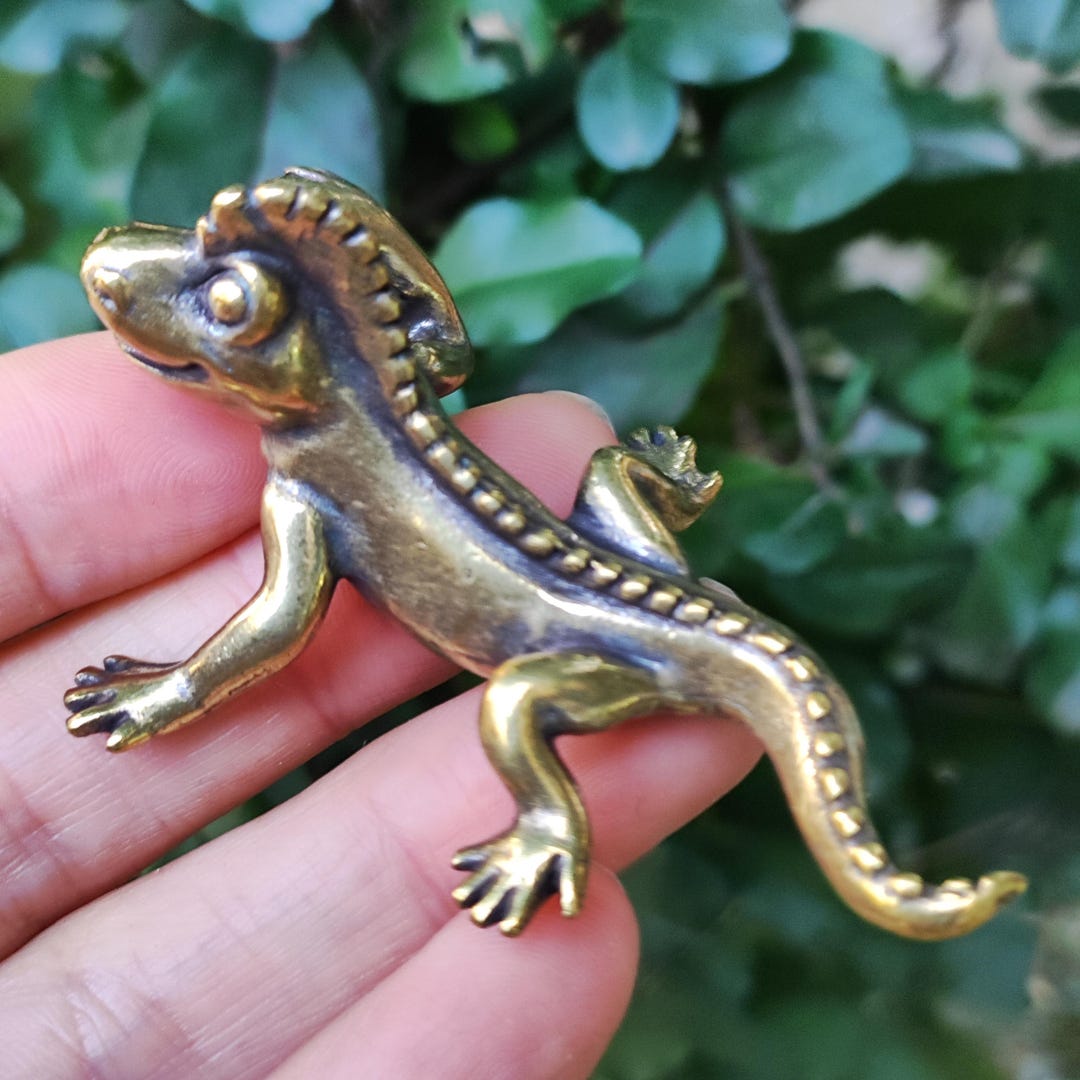 Copper Art Luckly Brass Ferocious Brass Lizard Statue Figure Statue ...