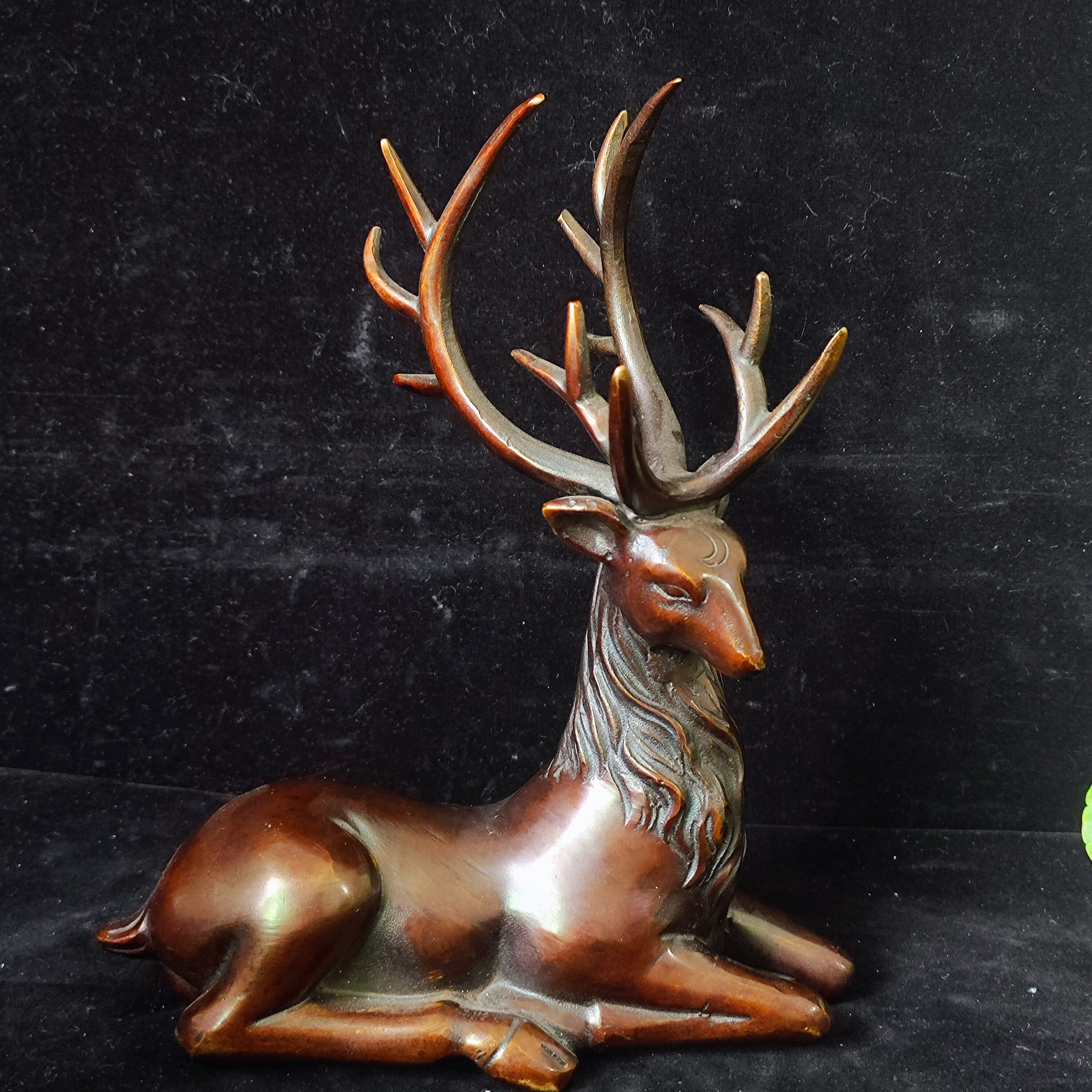 Peaceful Brass Copper Deer Sculpture Model Figure Figurine Statue Decor ...