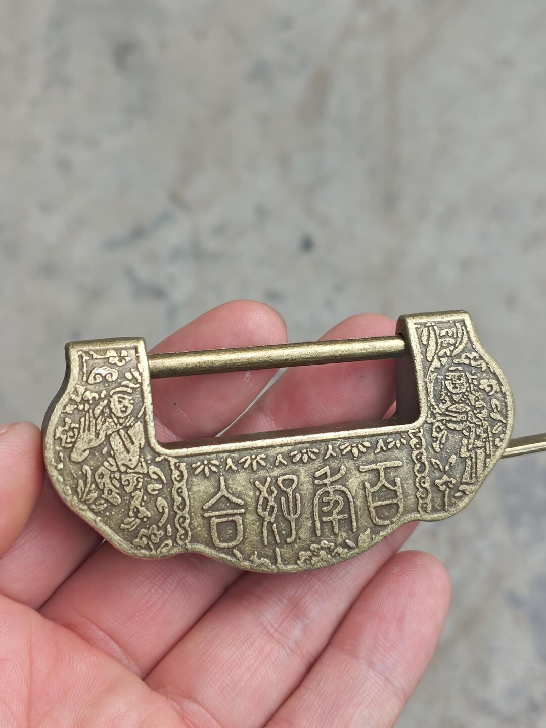 Antiqued Asian Metal Combination Lock Lucky Gift, Vintage Style Small Mini Lock With Key Fortune ...