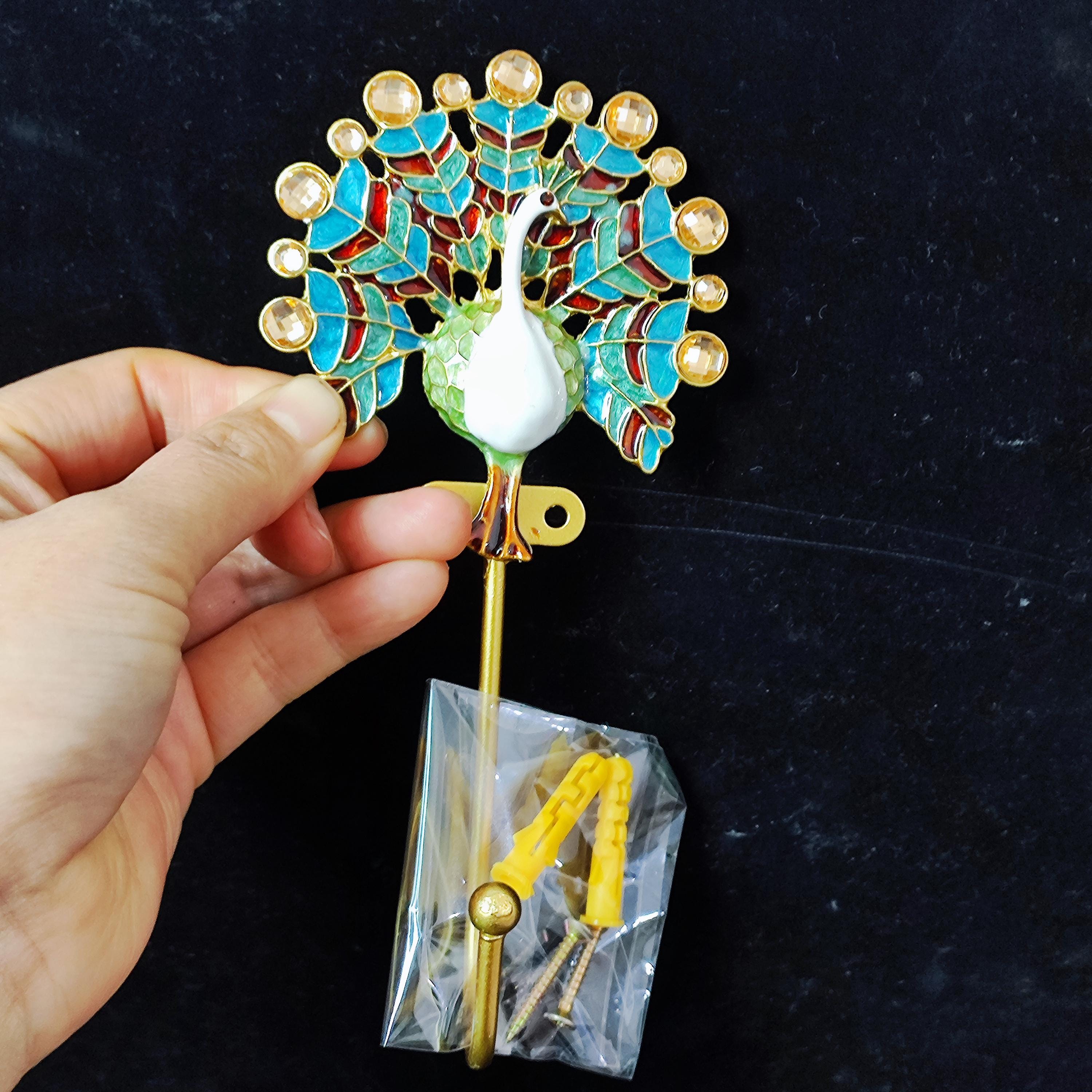 Copper Art Peacock Hooks Coat Hanger Rack, Creative Coat Hooks Wall ...