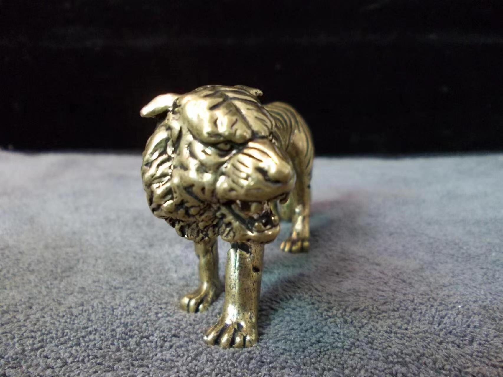 Copper Art Ferocious Brass Tiger Statue, Wild Anmimal Sculpture, Small ...