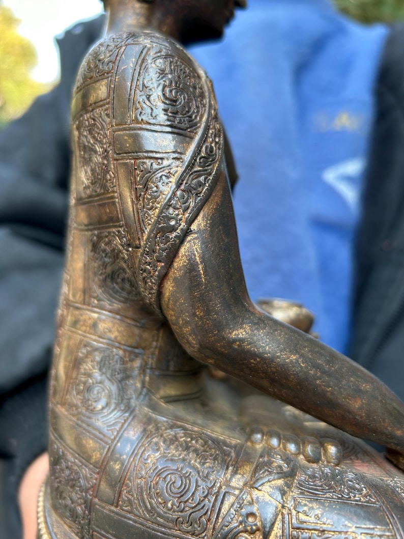 Old Antique Nepal Copper Statue Sakyamuni Buddha Sitting Goddess ...