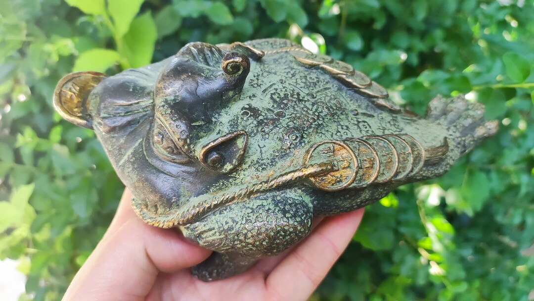 Antique Wealth Golden Frog Toad Coin ,frog Feng Shui Toad Lucky ...