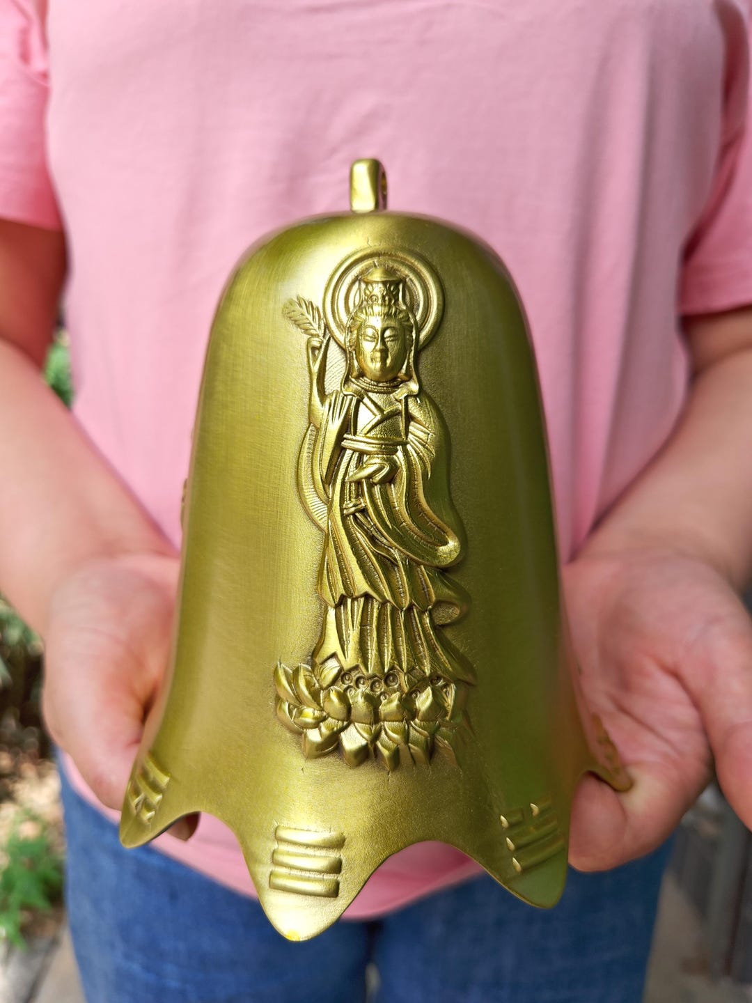 Nepal Buddha Guanyin Carved Bell, Tibet Bronze Large Gong From Buddhist ...