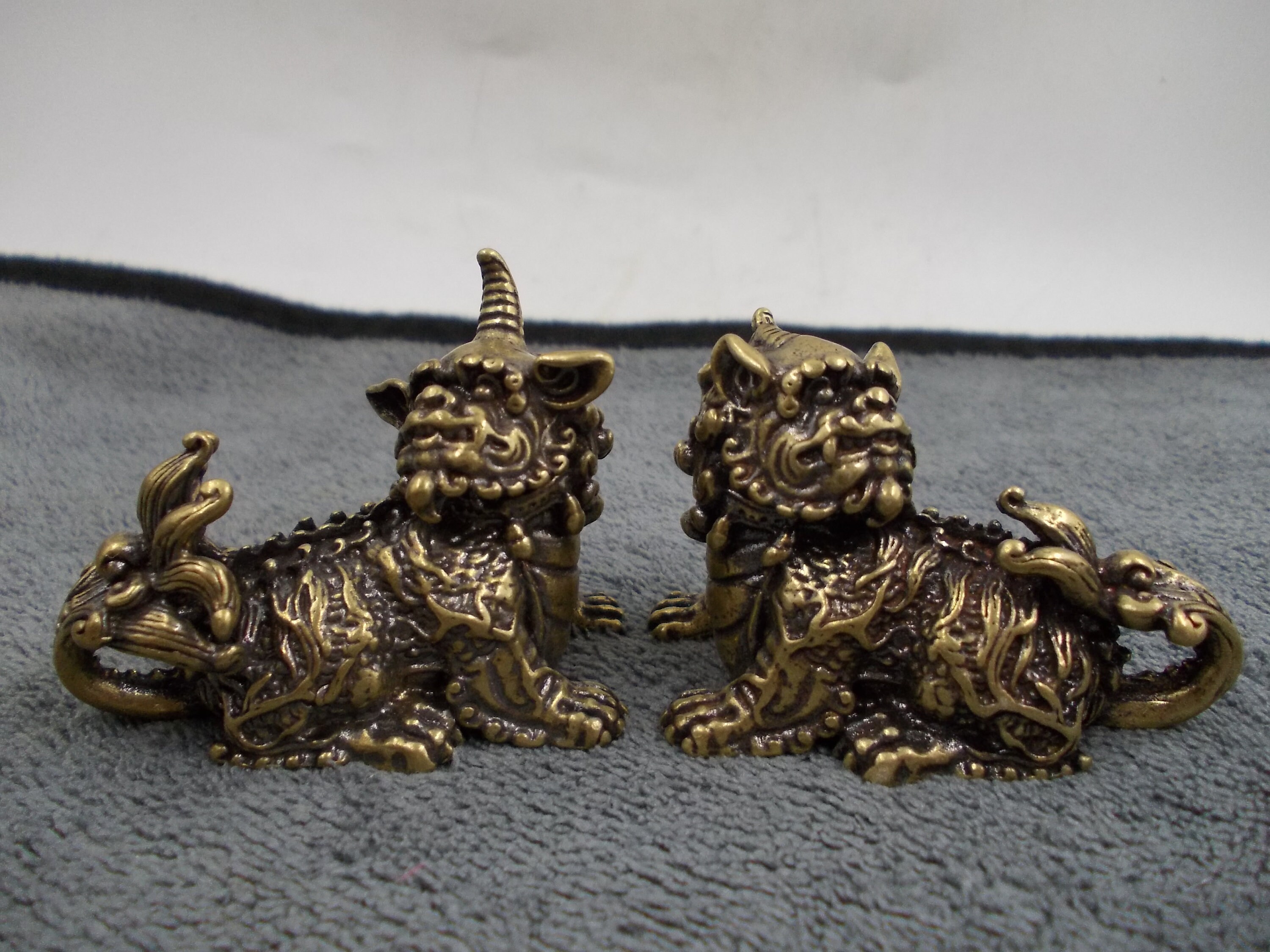 A Pair Copper Art Ferocious Brass Pixiu Statuewild Anmimal - Etsy