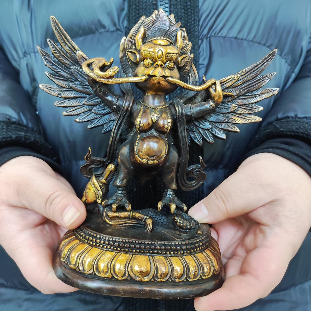 Nepal Copper Feng Shui Tantric Dapeng Bird Buddha Wealth Luck Statue ...