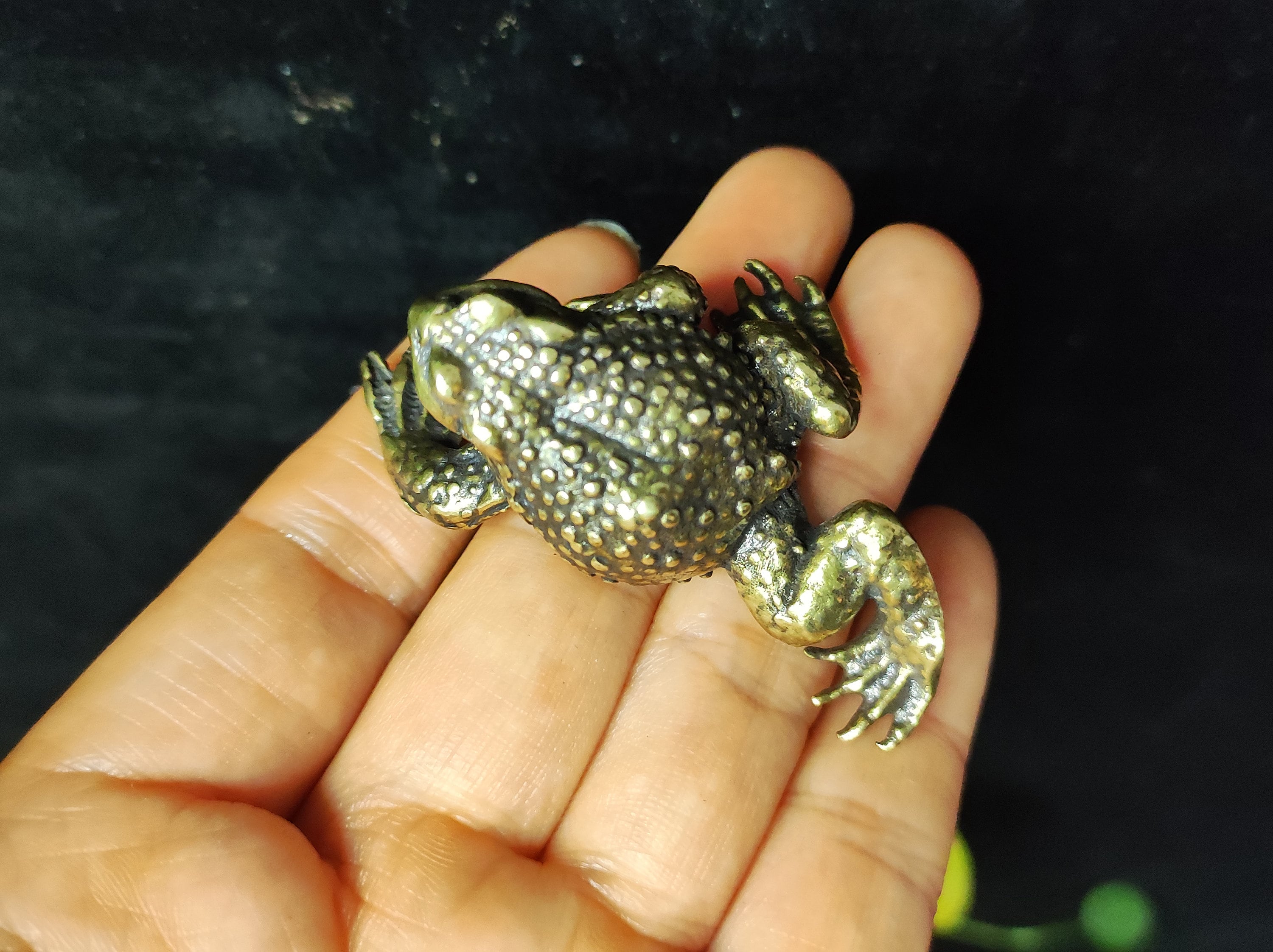 Copper Art Ferocious Brass Toad Statue, Wild Anmimal Sculpture, Small ...