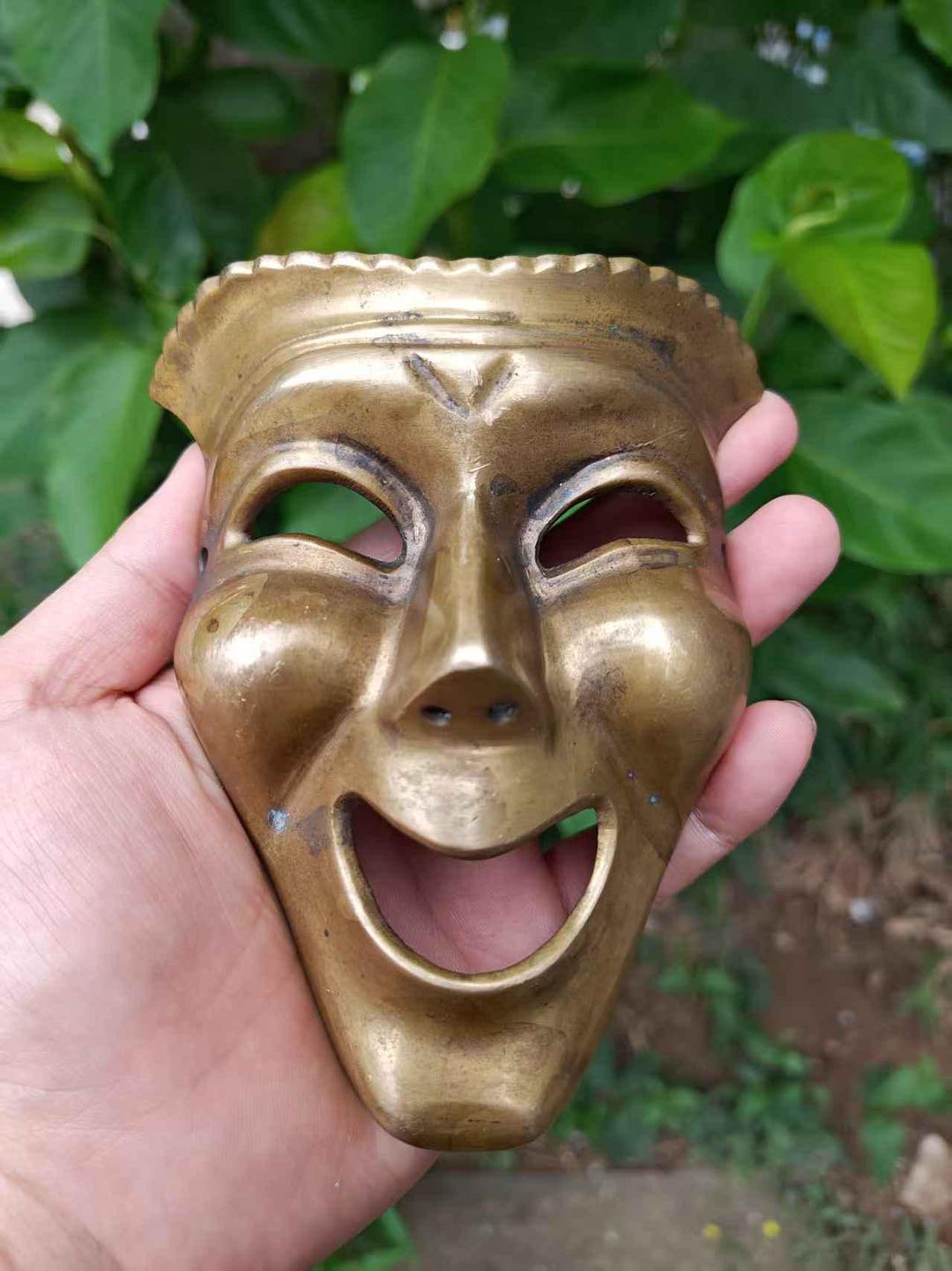 Vintage Japanese Oni Metal Mask, Wall Art Symbol of Protection and ...