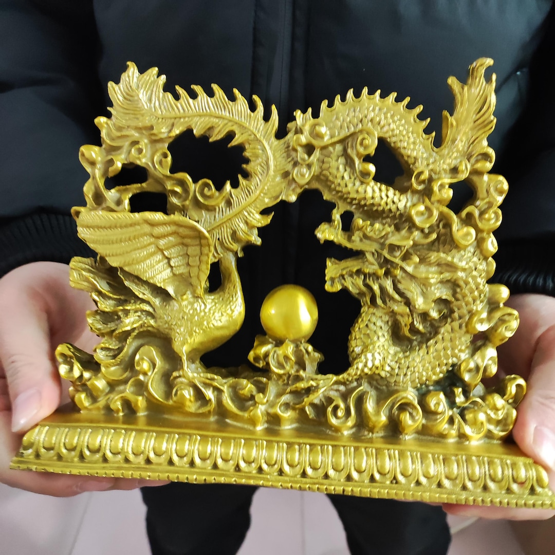 Feng Shui Dragon and Phoenix Statue Fgurine Decoration for Family ...
