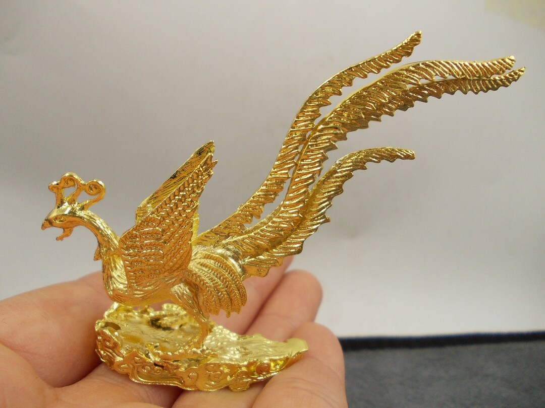 Copper Art Ferocious Gold Plated Brass Phoenix Statue,wild Anmimal ...
