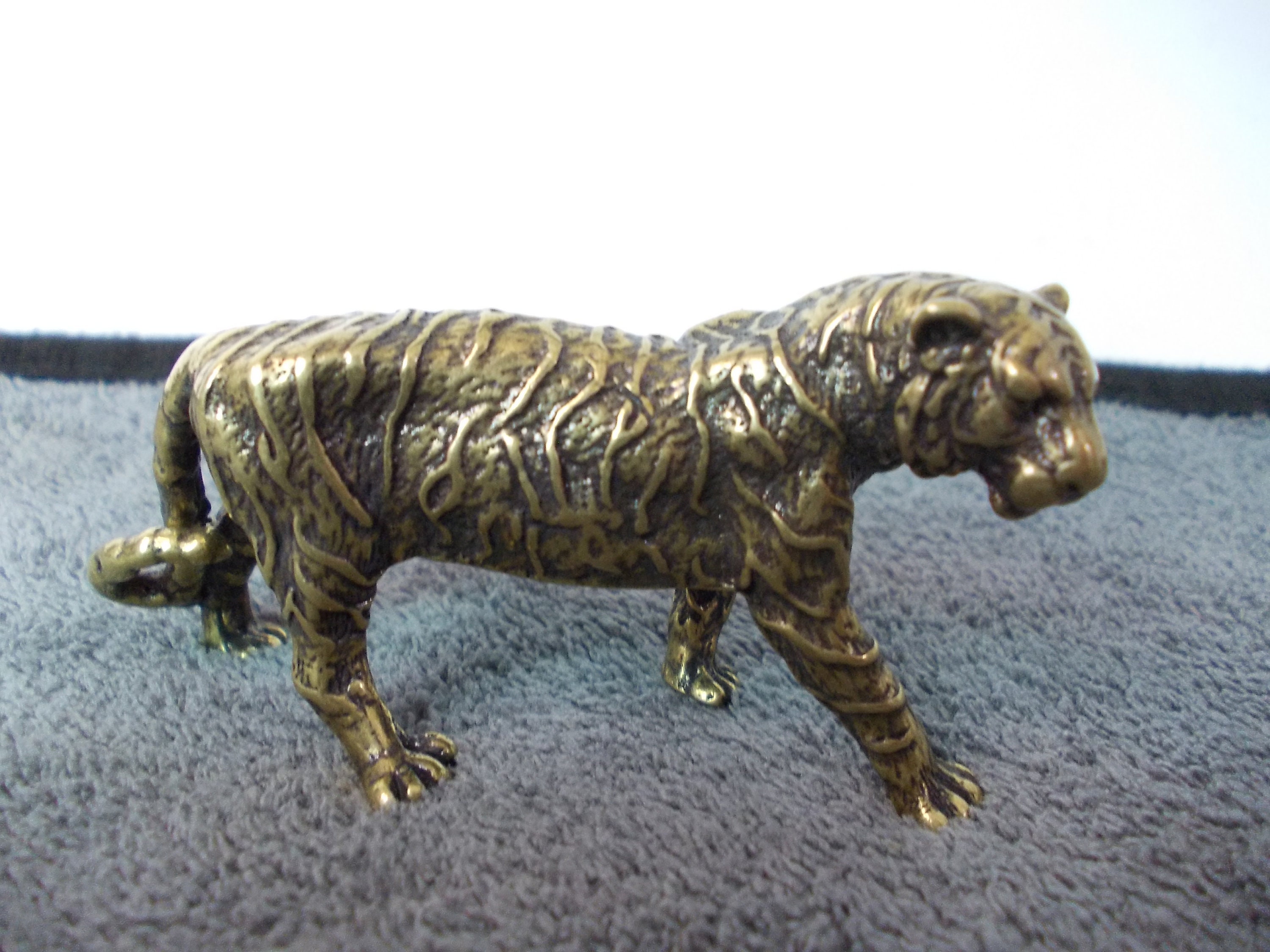 Copper Art Ferocious Copper Tiger Statue, Wild Anmimal Sculpture, Small ...