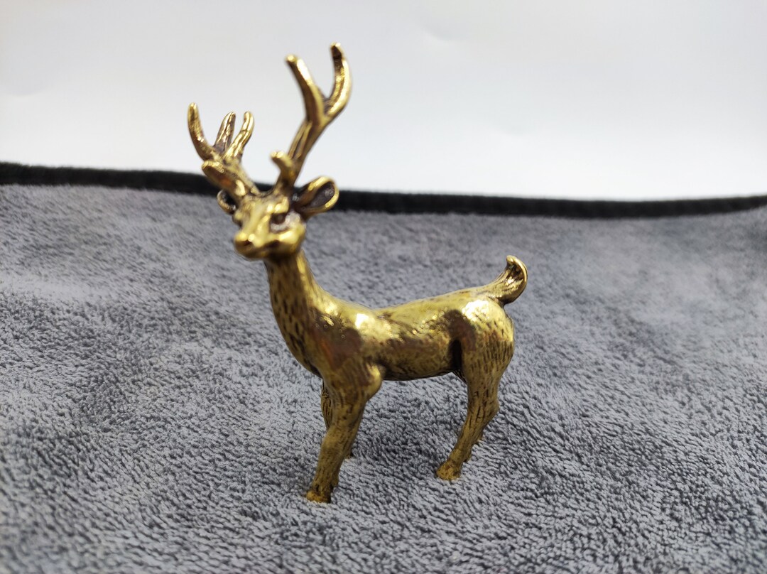 Copper Art Ferocious Copper Deer Statue, Wild Anmimal Sculpture, Small ...