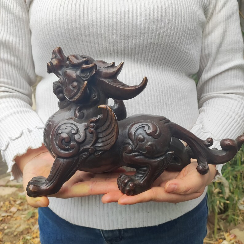 A Pair Copper Art Lucky Pixiu Copper Pixiu Statue, Mythical Anmimal ...
