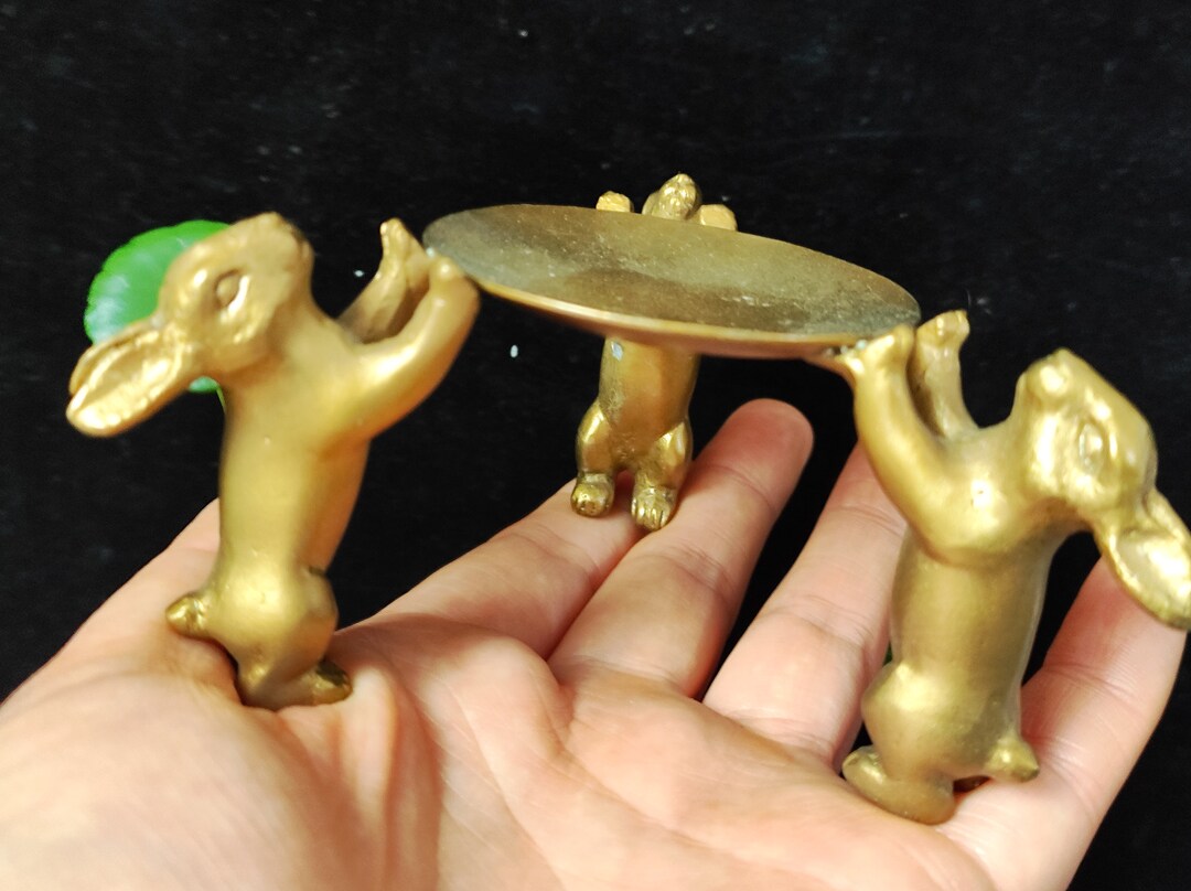 Cute Rabbit Candle Holder, Three Rabbit Figurine Candleholder Stand ...