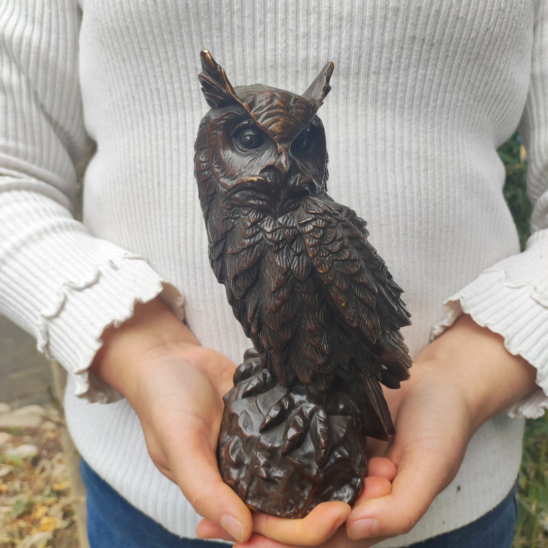 Copper Art Ferocious BRASS Owl Statue, Wild Anmimal Sculpture, Huge ...