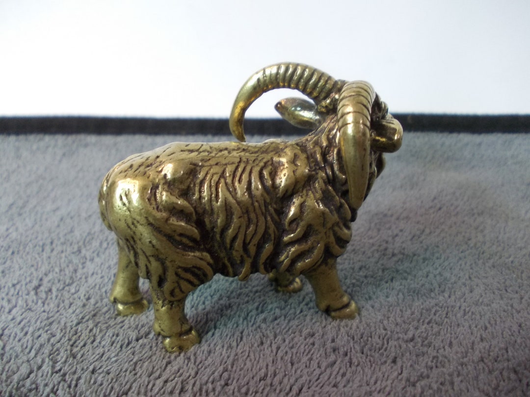 Copper Art Ferocious Brass Sheep Statue, Wild Anmimal Sculpture, Small ...