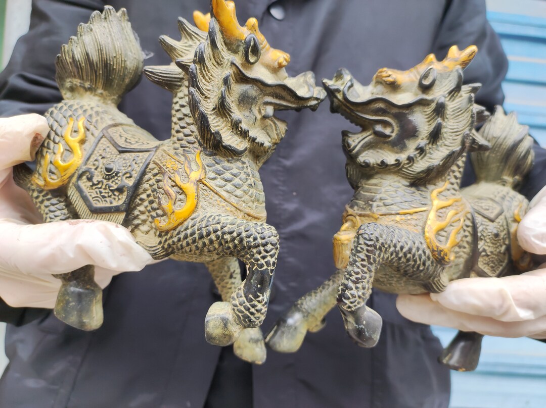 Copper Art Ferocious Bronze Dragon Statue, Wild Anmimal Sculpture ...