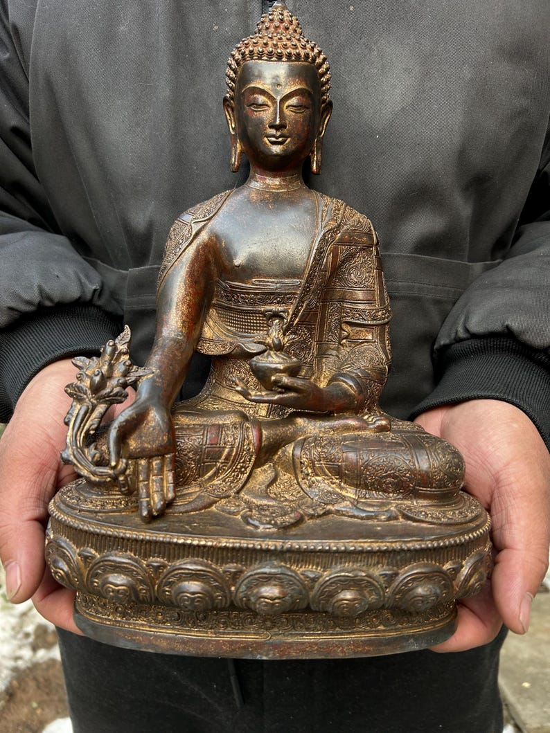 Old Antique Nepal Copper Statue Sakyamuni Buddha Sitting Goddess ...