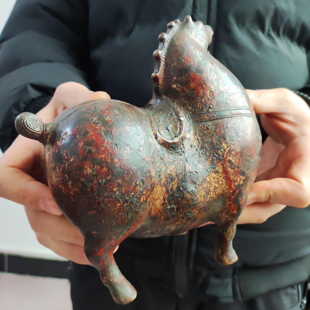 Vtg Chinese Copper Tang Horse, Dynasty Style Sancai Glazed War Horse ...