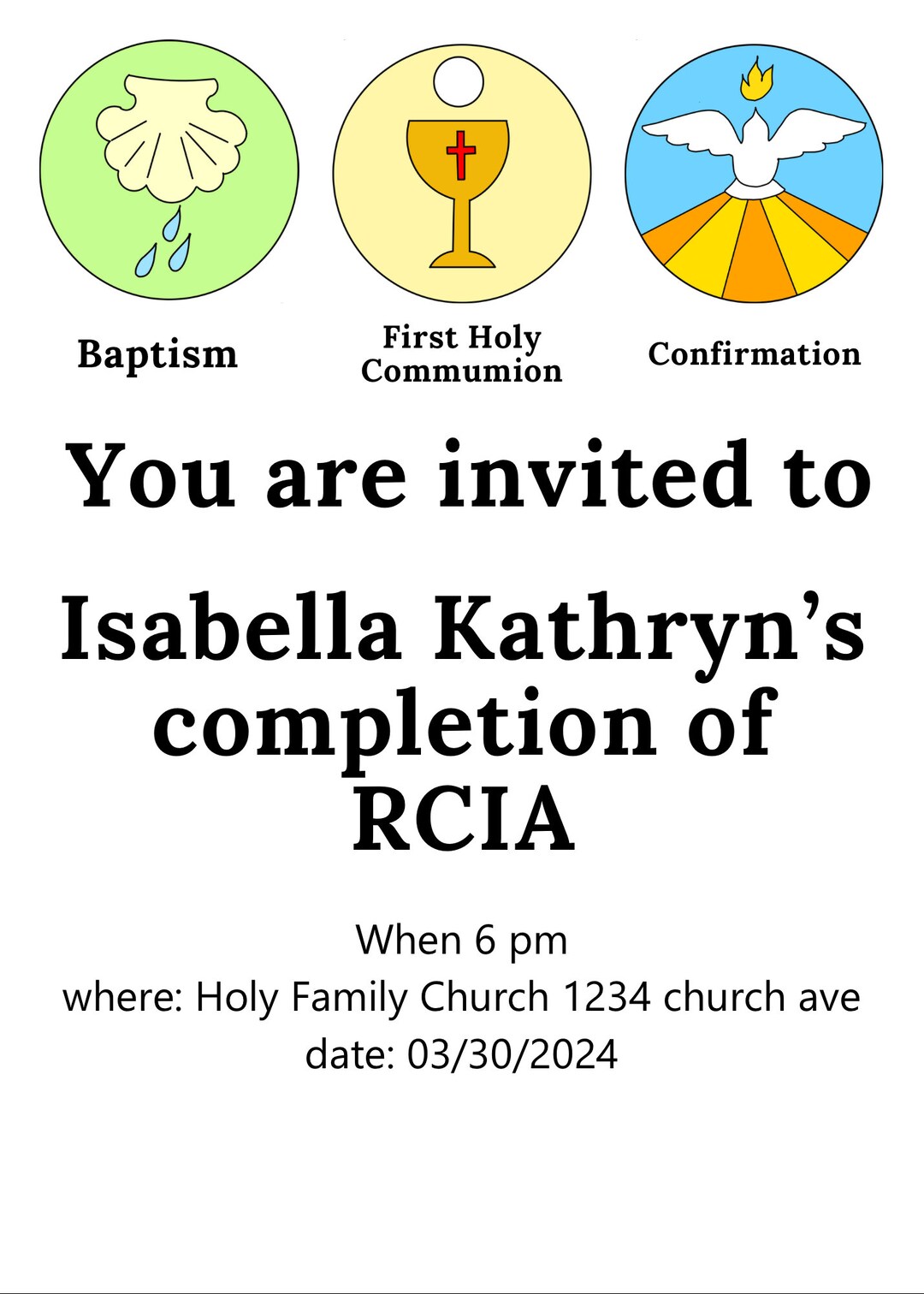 Adult/child Completion of RCIA/RCIC Invitations Digital 2 Sided ...