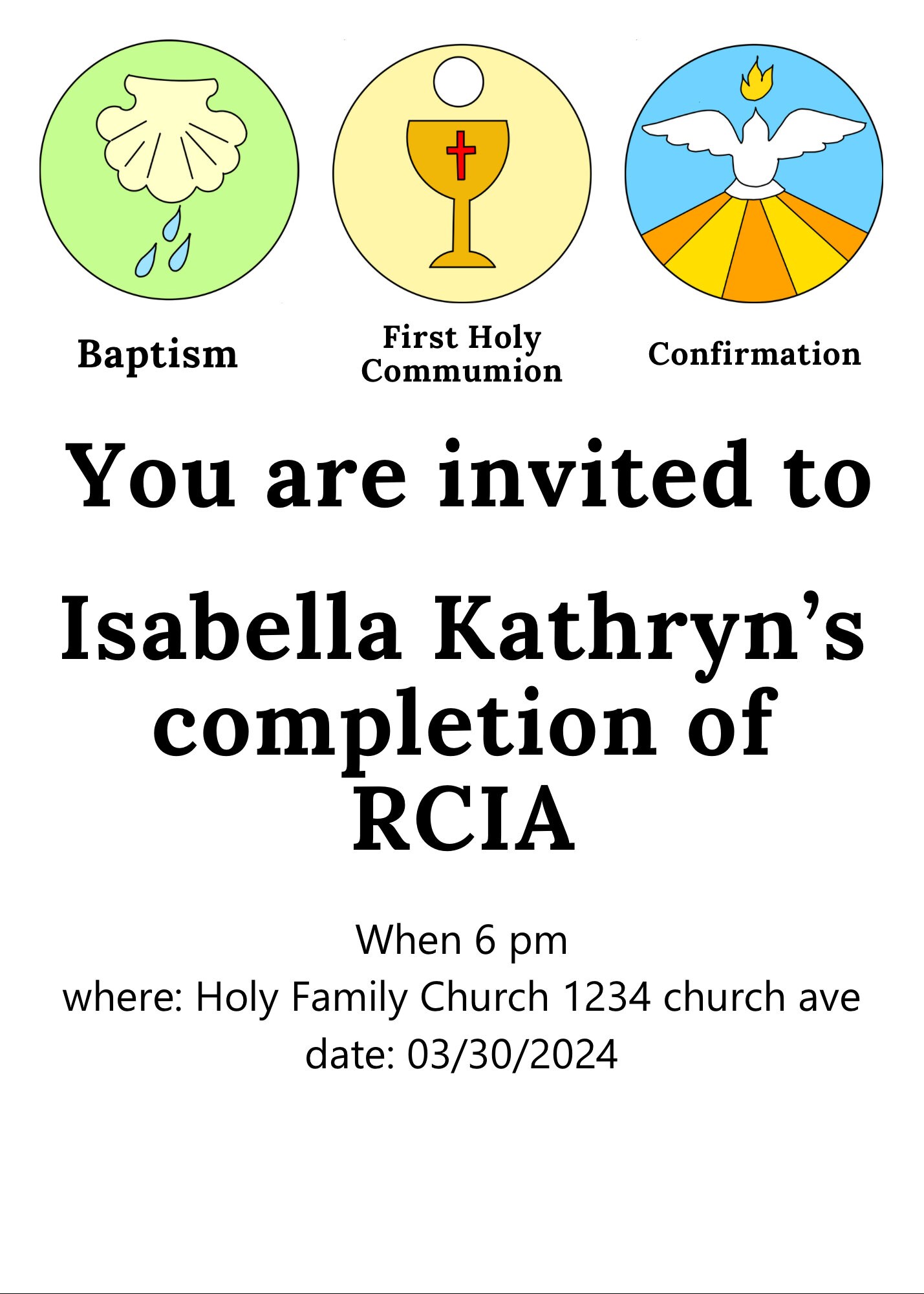 Adult/child Completion of RCIA/RCIC Invitations Digital 2 Sided ...