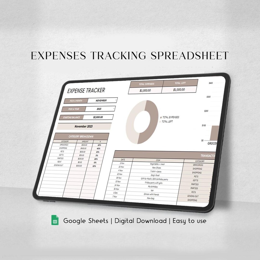 Expenses Tracking & Management Spreadsheet, Business Finance ...