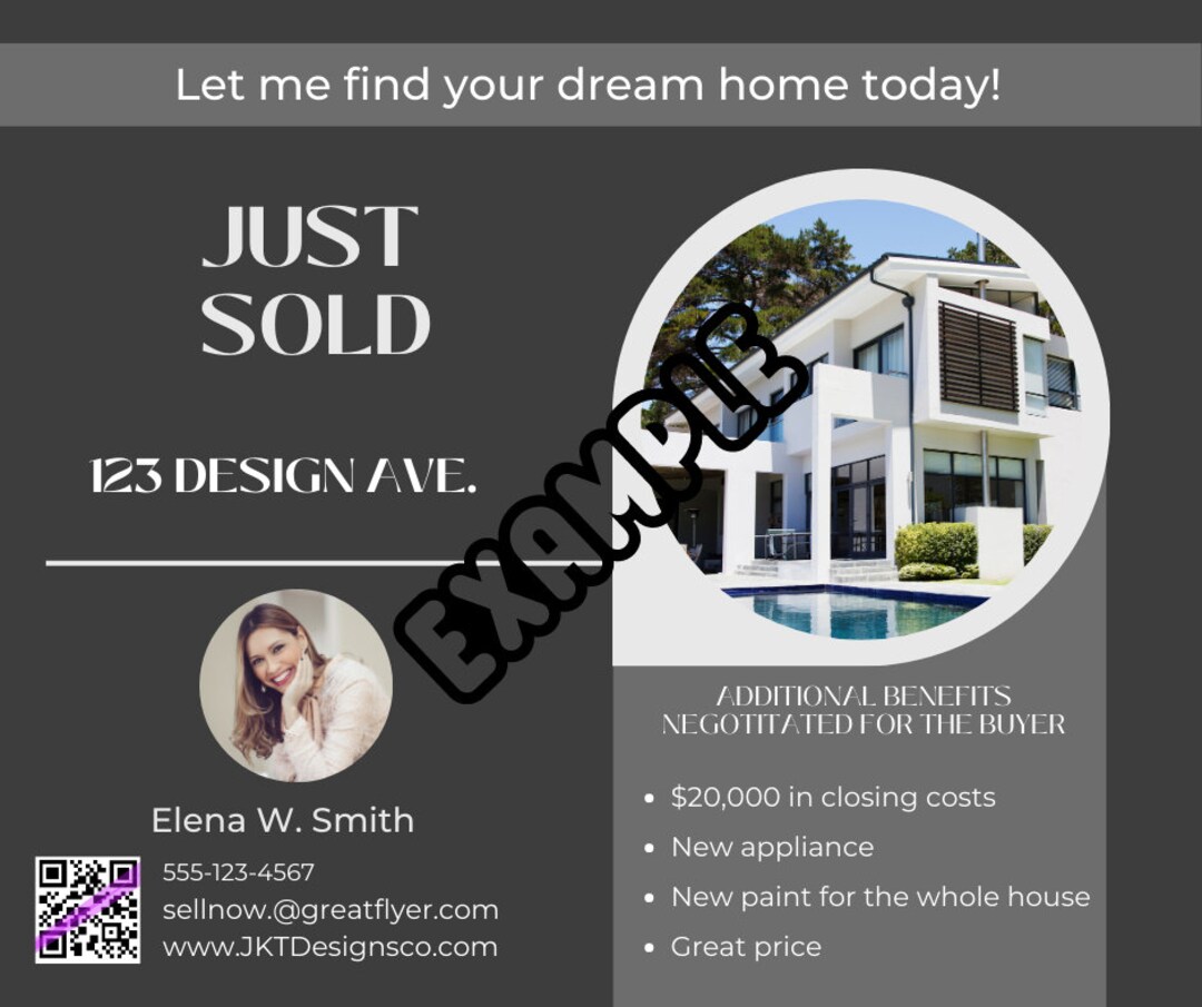 Just Sold - Real Estate Flyer - Canva Editable Template for Realtors ...