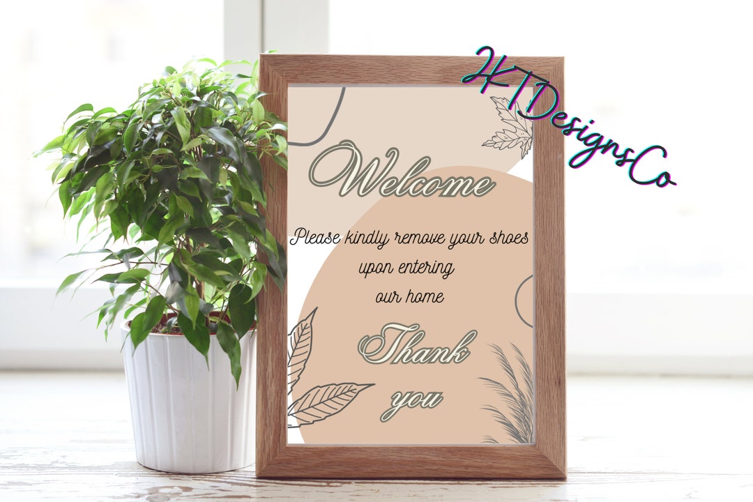 Take off Shoes Sign - Instant Download Printable - Modern, Beige/orange ...