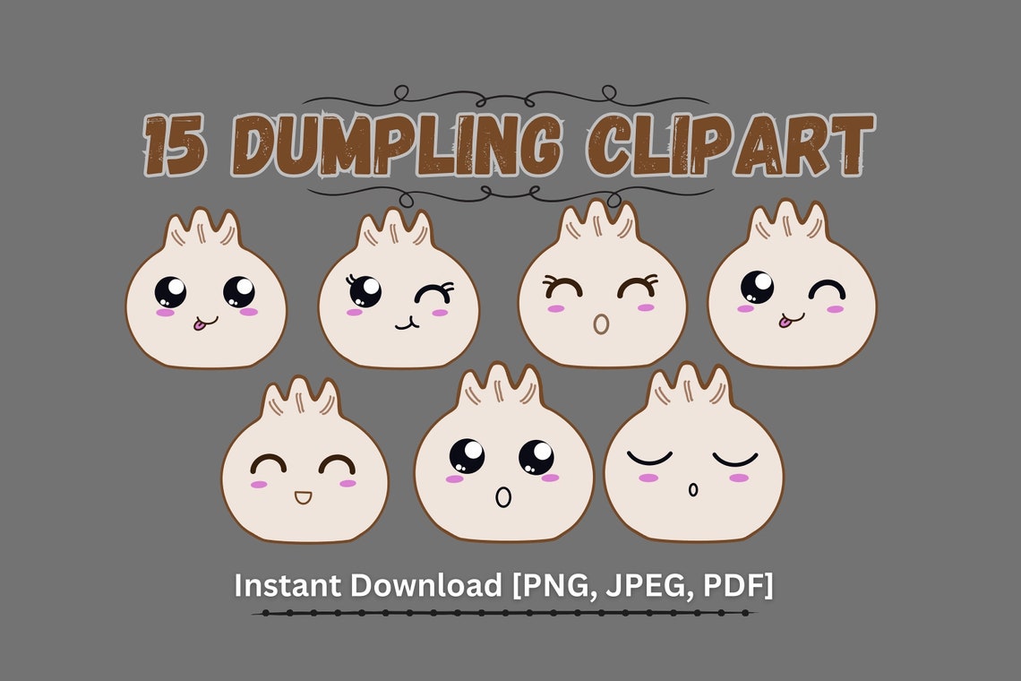 Kawaii Dumpling Clipart, Cute Chinese Asian Food, 15 Expressions ...