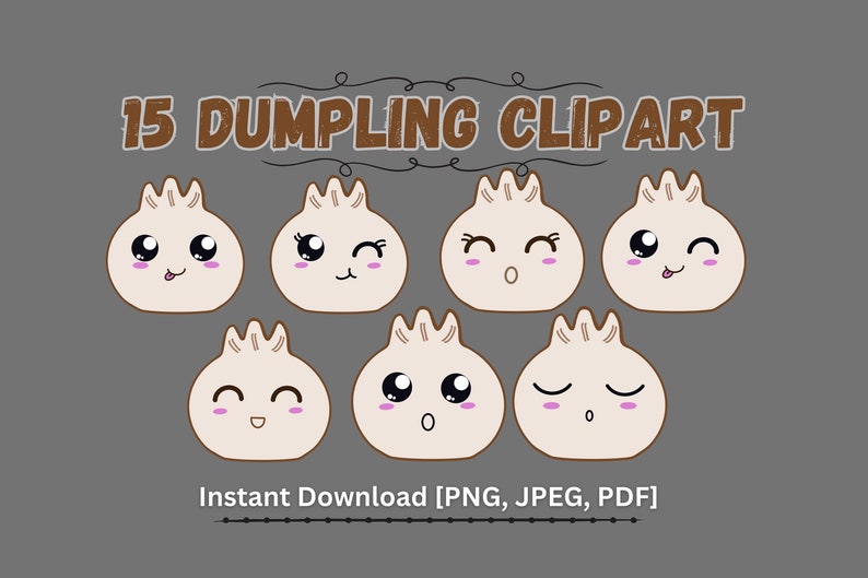 Kawaii Dumpling Clipart, Cute Chinese Asian Food, 15 Expressions ...