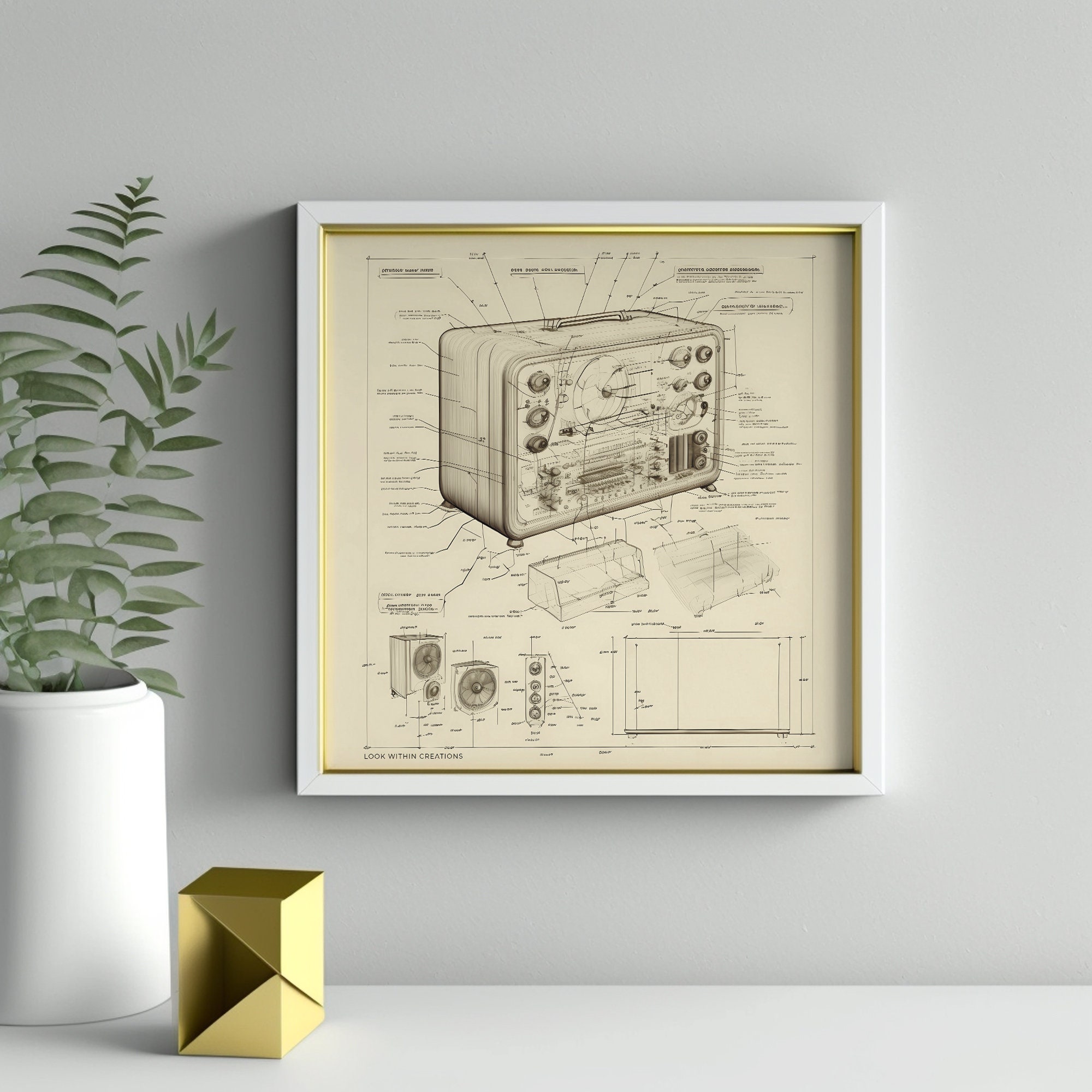 Vintage Radio Artistic Diagram | Engineer's Workshop Decor | Retro ...