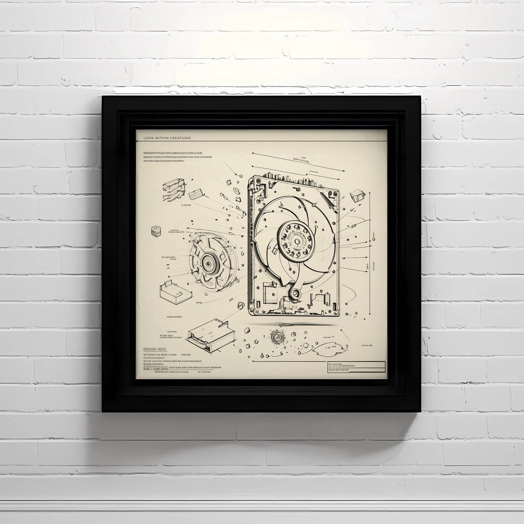 Hard Disk Drive (HDD) Artistic Diagram | Geek and Tech Lover's Decor ...