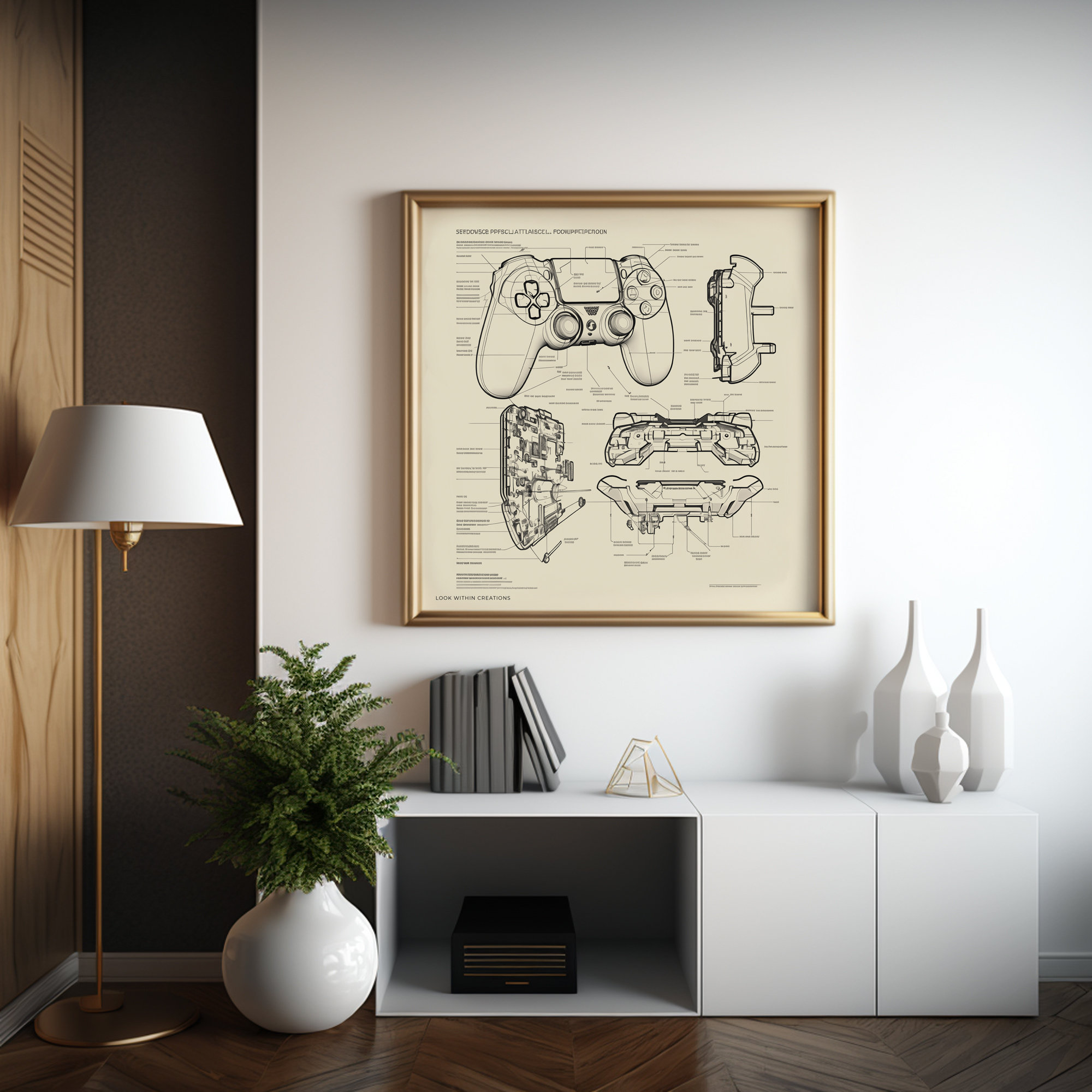 Playstation Controller Artistic Diagram | Game Room Wall Decor | Gaming ...