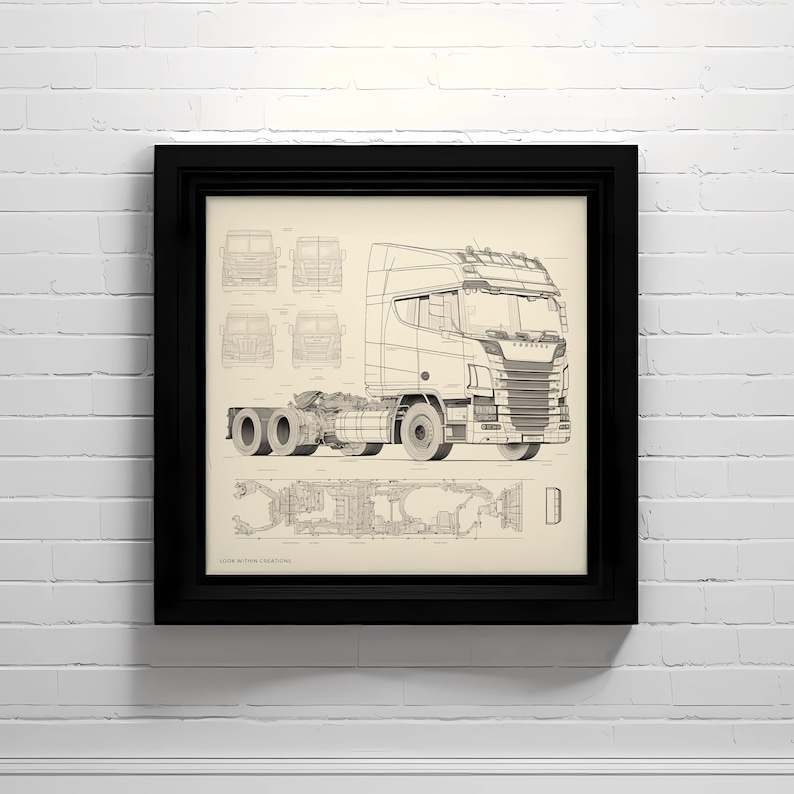 Scania Truck Artistic Diagram | Trucker's Garage Decor | Transportation ...