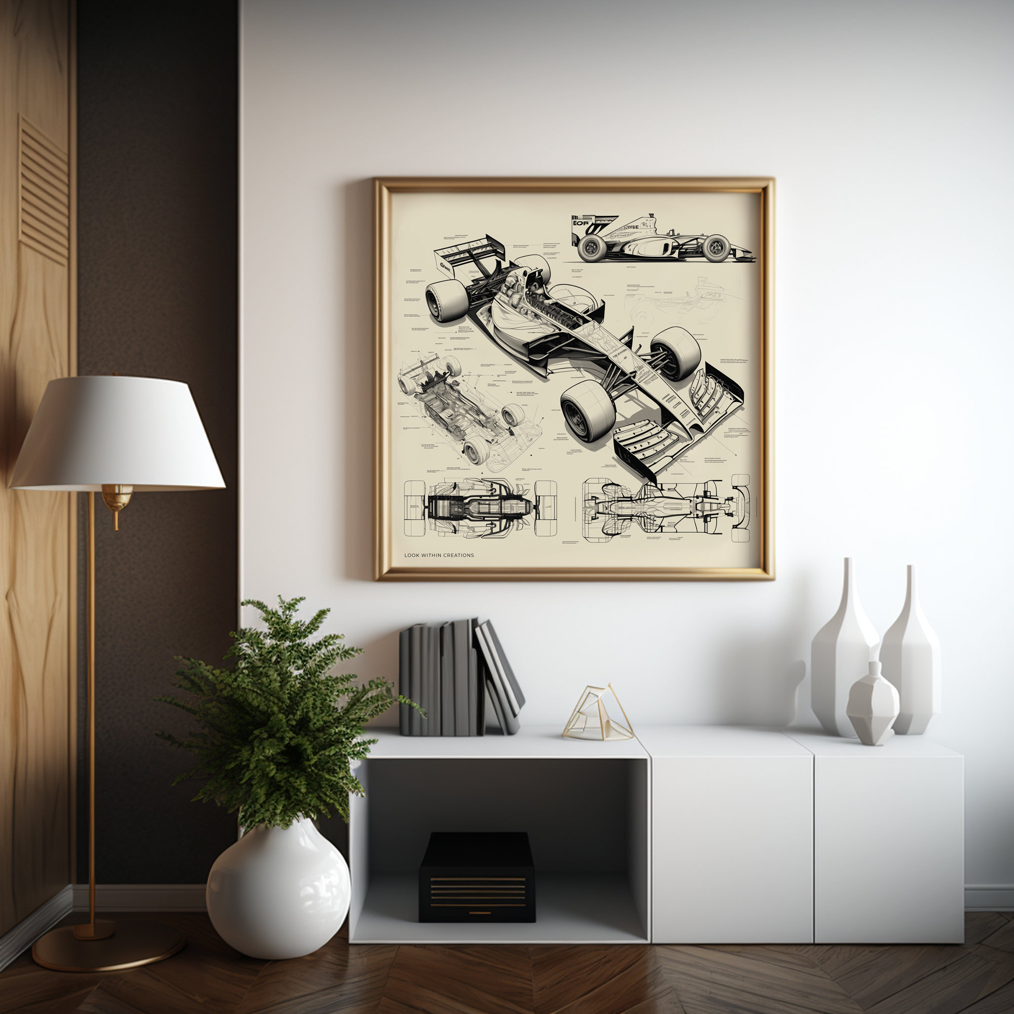 F1 Grand Prix Race Car Artistic Diagram | Motorsports Decor | Racing ...