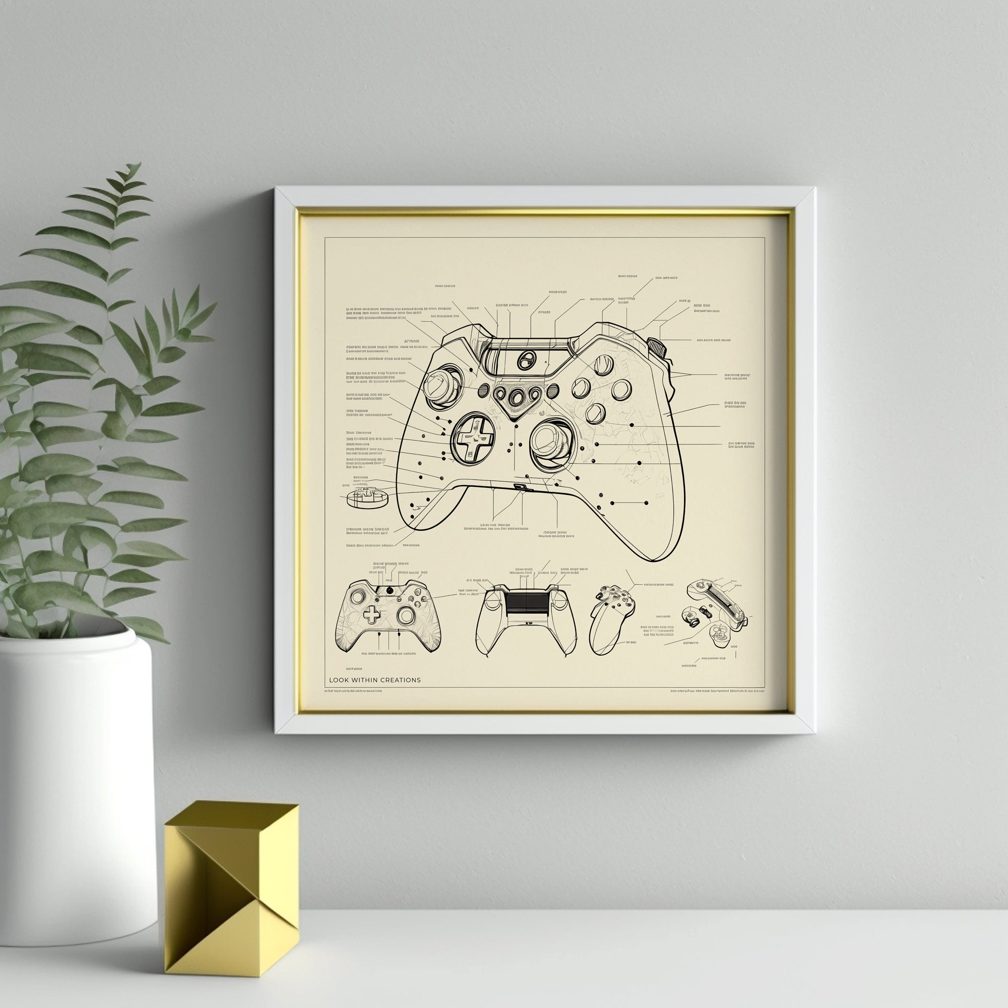Xbox Controller Blueprint Art | Game Room Decor (digital Print) - Etsy